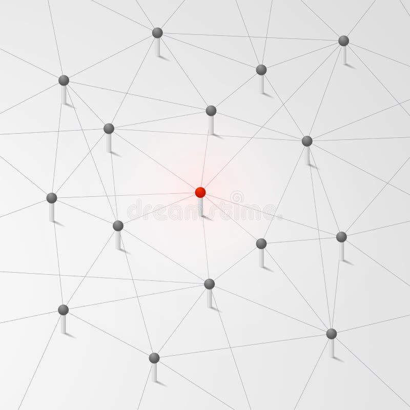 Geometric Background. Grey Lines Connected with Red Dot Standing Out ...