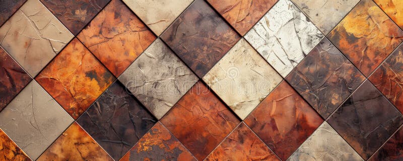 Geometric Background with Rustic, Mosaic Tile Patterns in Earthy Tones ...