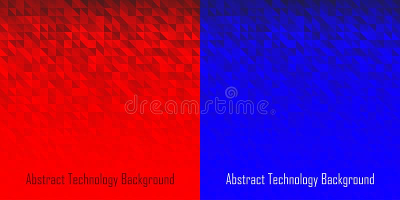 Geometric Background Set. Triangle Pattern. Red and Blue Color ...