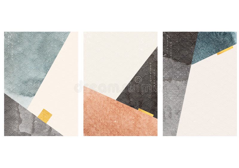 Geometric Background with Watercolor Texture Vector. Japanese Wave ...