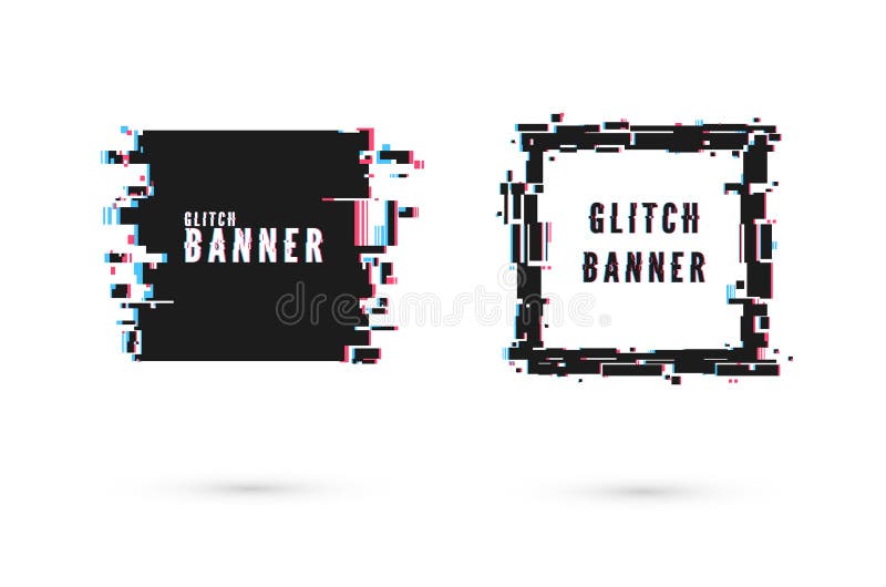 Geometric Banner with Distortion Effect - Glitch. Rectangular Shape ...