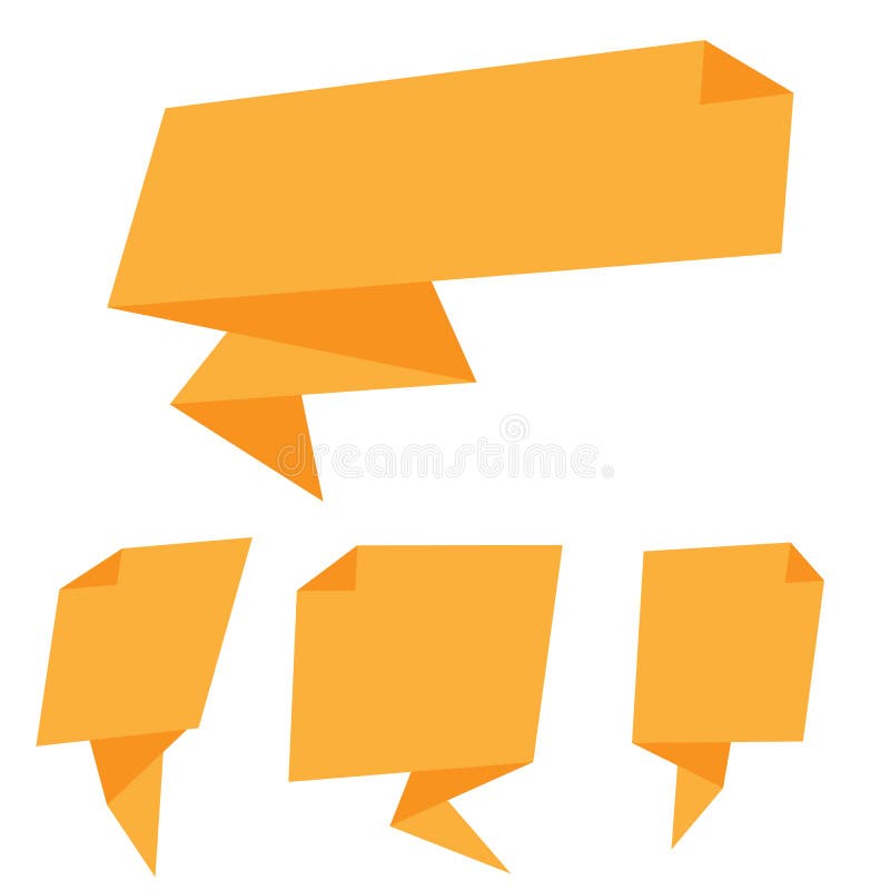 Geometric Banner, Sticker, Word Box Set, Yellow Vector Illustration ...