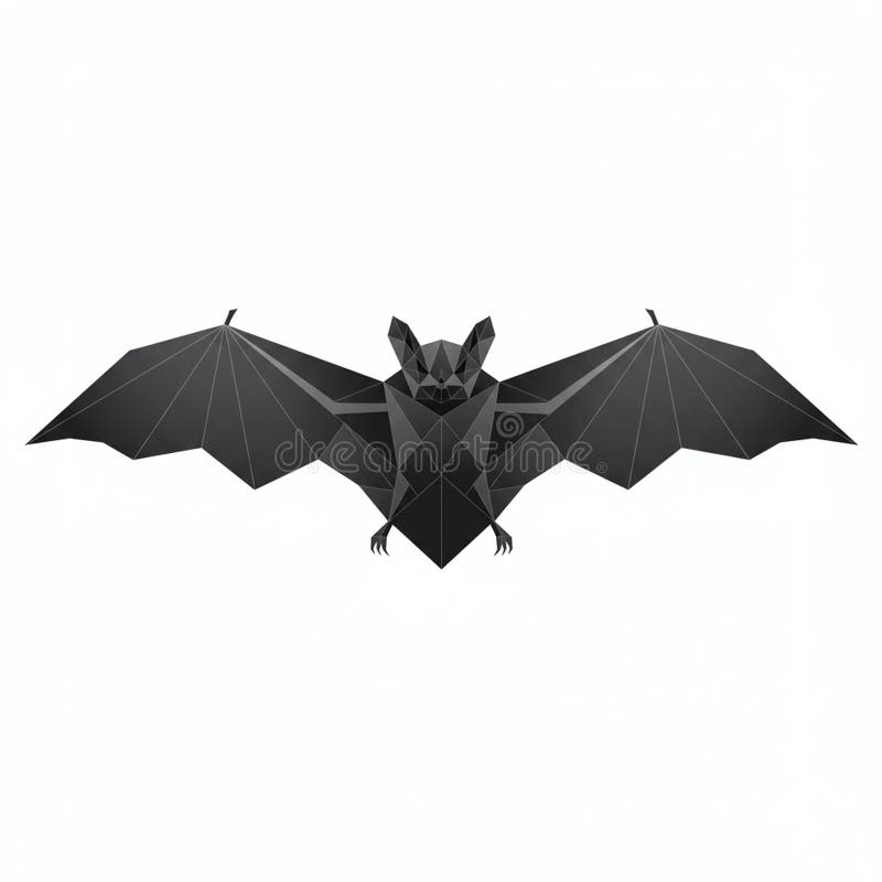 Geometric Bat with Outstretched Wings Rendered in a Low-poly Style. the ...