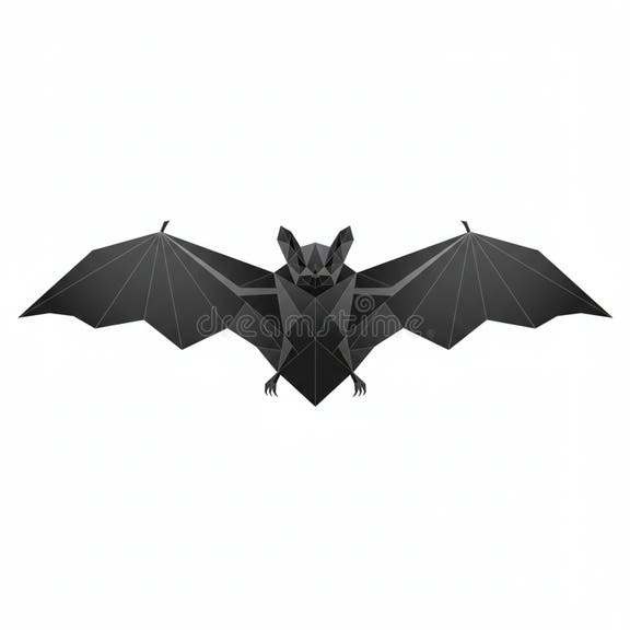 Geometric Bat with Outstretched Wings Rendered in a Low-poly Style. the ...