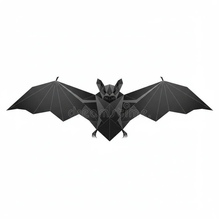 Geometric Bat with Outstretched Wings Rendered in a Low-poly Style. the ...