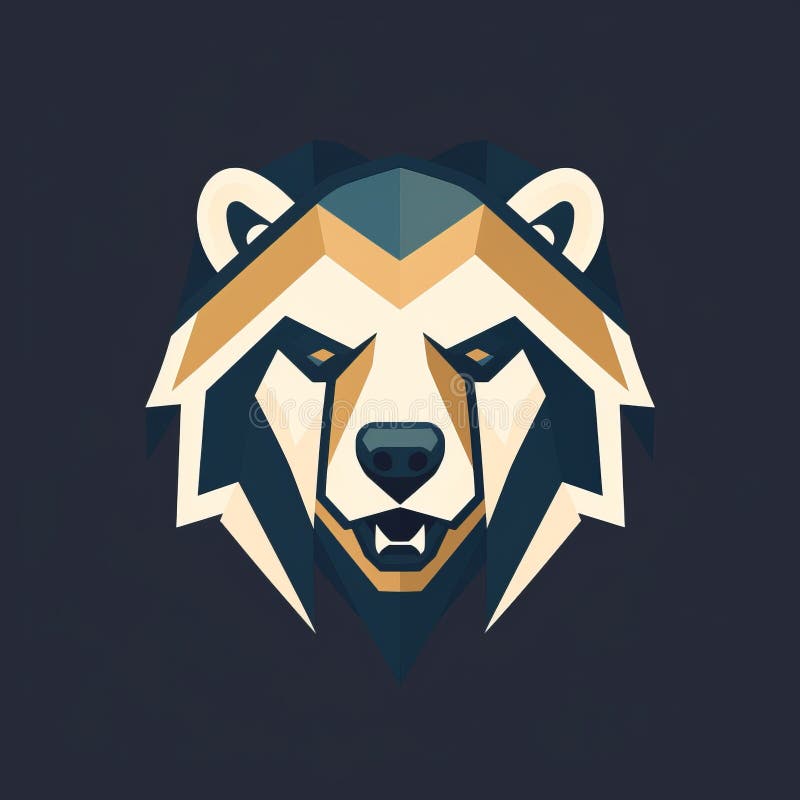 Geometric Bear Head Logo: Minimalistic Design with Flat Colors Stock ...