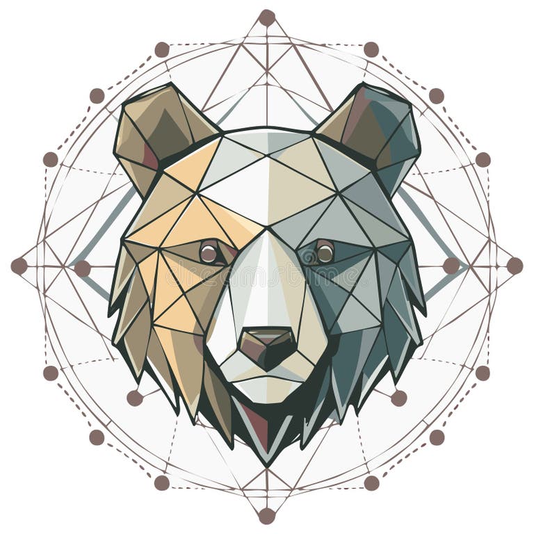 Geometric Bear Head with Sacred Geometry Circle Stock Vector - Illustration of cosmic, sacred ...