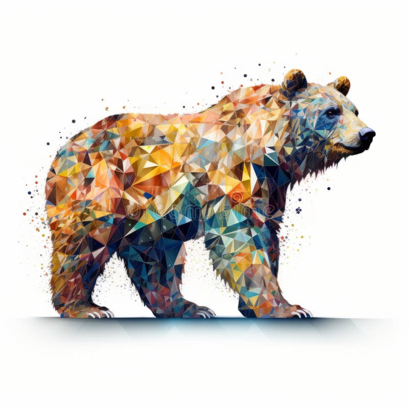 Geometric Bear Illustration: Algorithmic Art with Vibrant Colors Stock ...