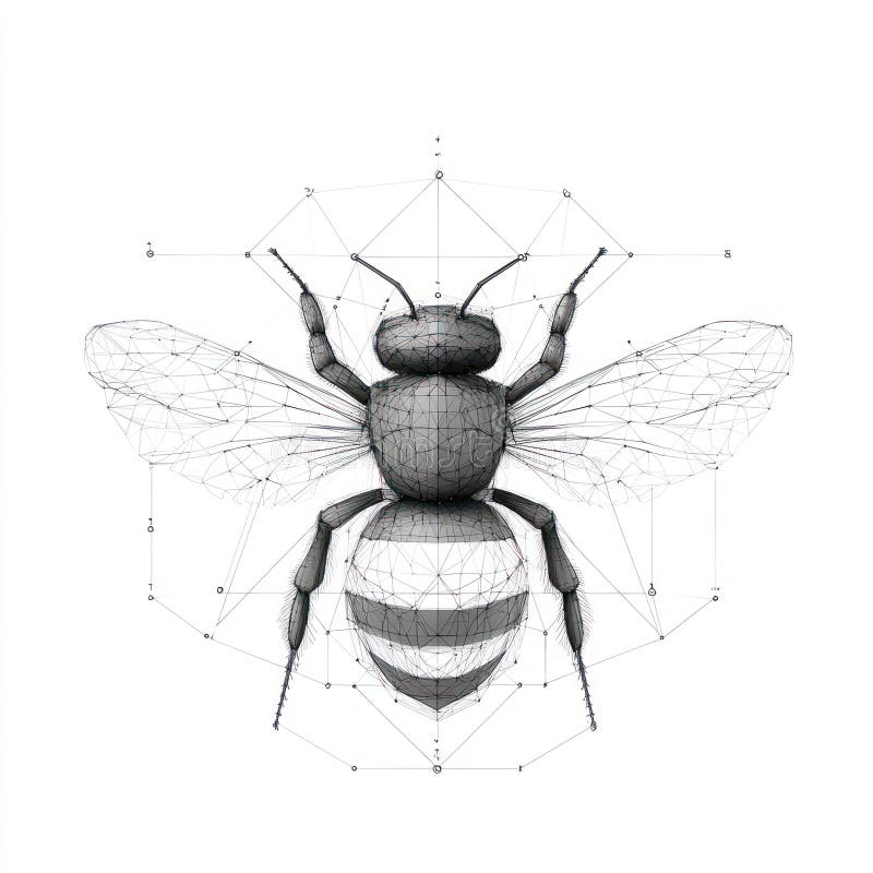 Geometric Bee, Abstract Design, White Background, Scientific Study ...