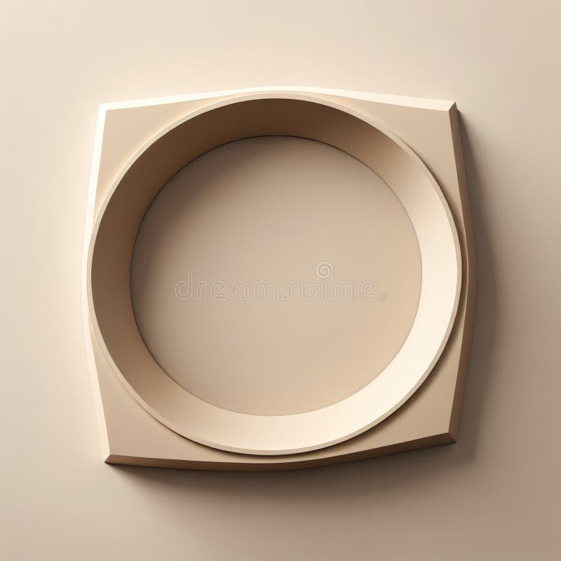 Geometric Beige Circle in Square Frame Stock Image - Image of artistic ...