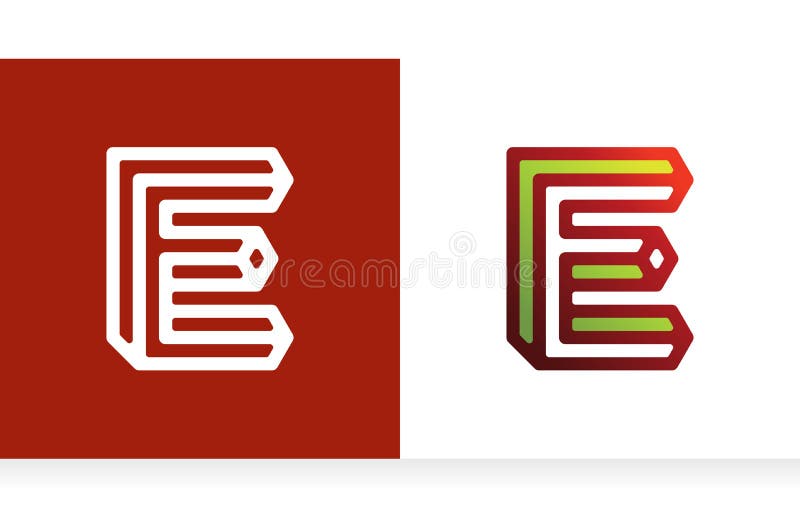 Optical Illusion Letter E Bending Logo Stock Illustration ...