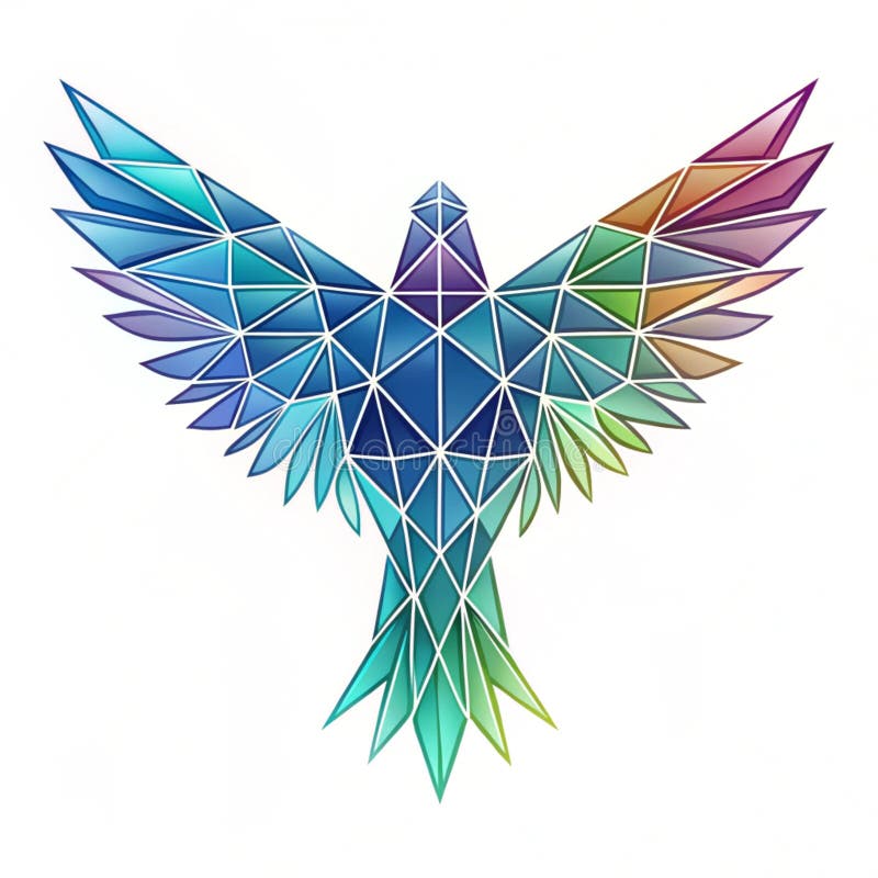 Geometric Bird with Curved Wings Stock Illustration - Illustration of ...