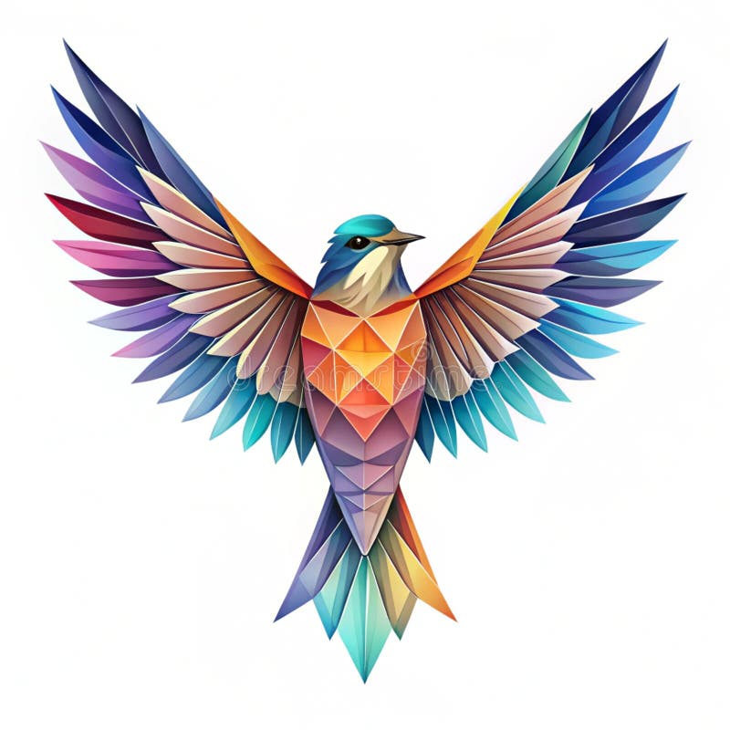 Geometric Bird with Curved Wings Stock Illustration - Illustration of ...