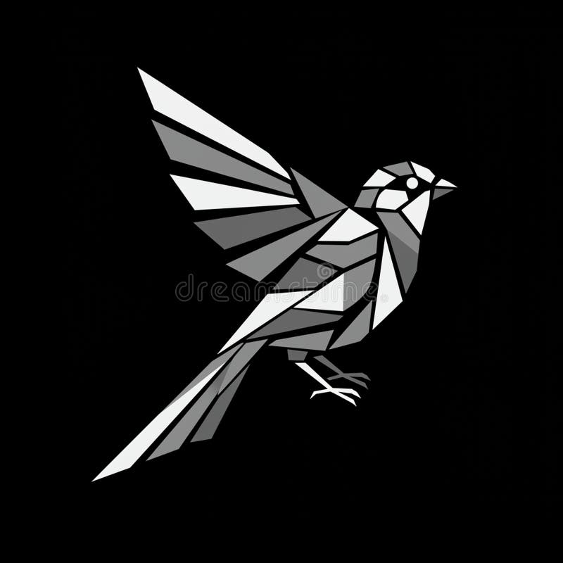 Geometric Bird Design Featuring a Combination of Gray, White, and Black ...