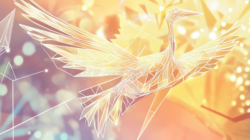 Abstract Geometric Bird in Flight Against a Colorful Background Stock ...
