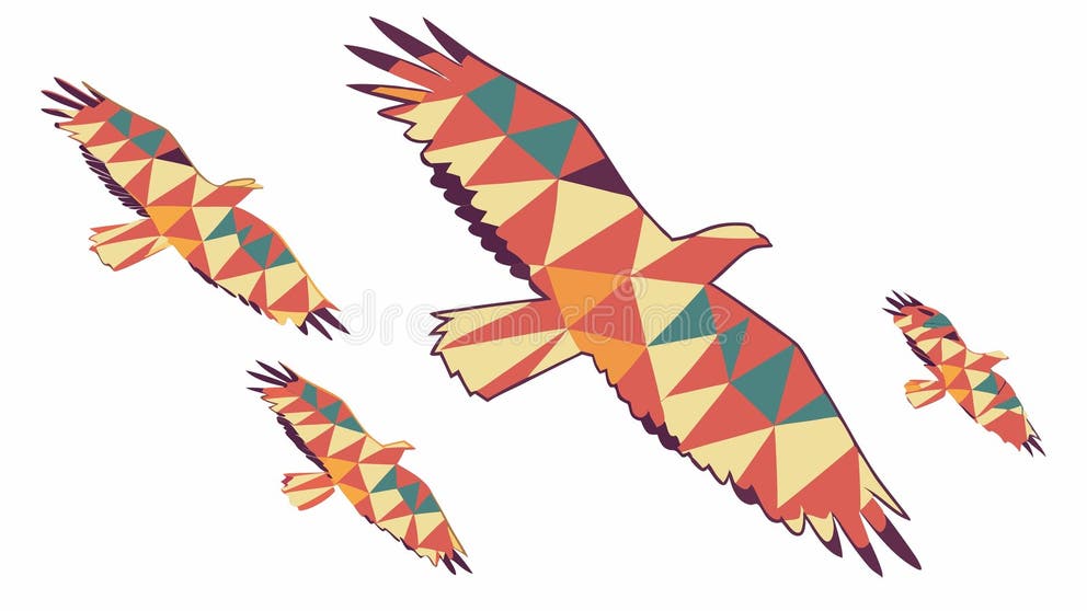 Geometric Birds in Flight, Abstract Nature, Vector Design Generative AI ...
