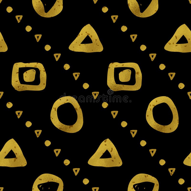 Geometric Black and Gold Seamless Pattern Stock Vector - Illustration ...