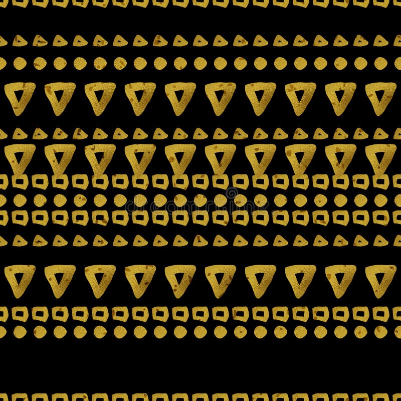 Geometric Black and Gold Seamless Pattern Stock Vector - Illustration ...