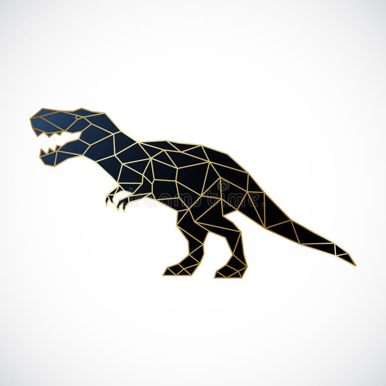Geometric Black and Gold T-Rex Stock Vector - Illustration of abstract ...
