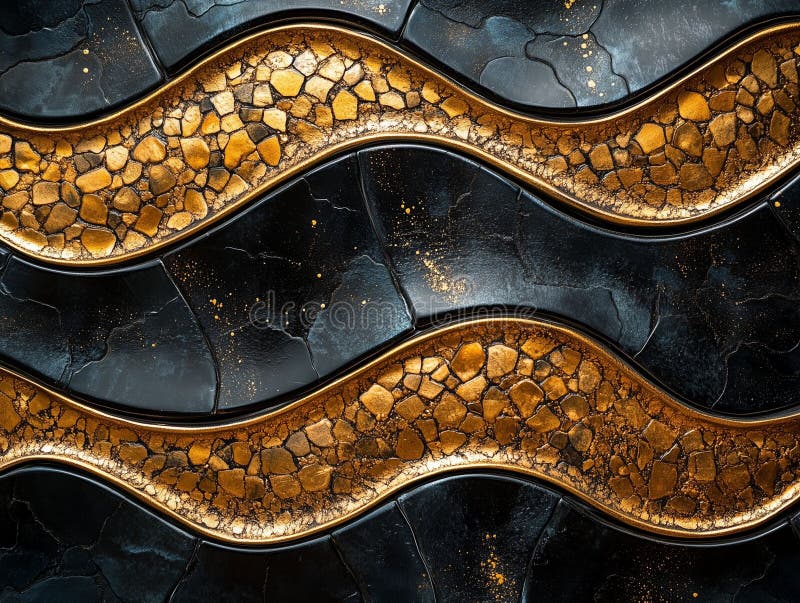 Geometric Black and Gold Tiles Stock Illustration - Illustration of ...