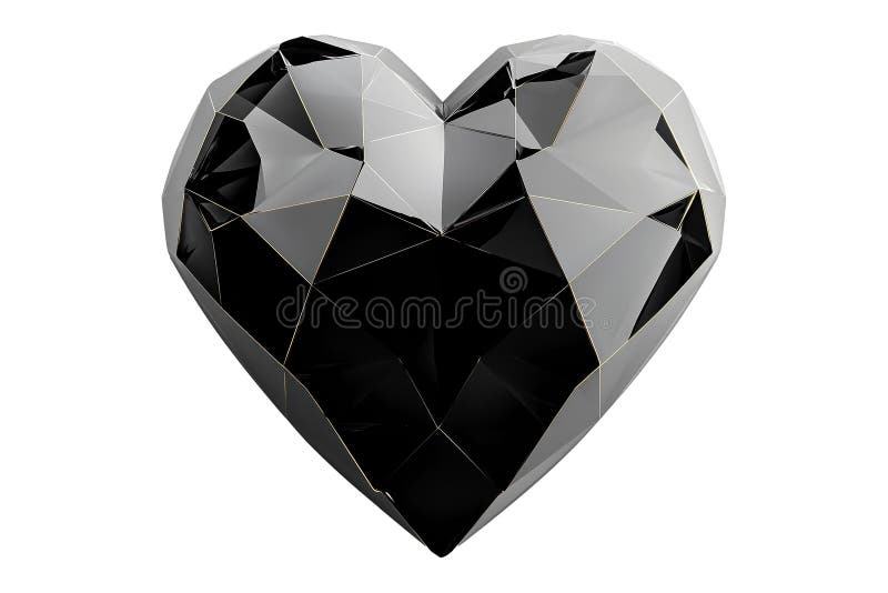 Geometric Black Heart with Gold Accents, Angular Patterns and Smooth ...