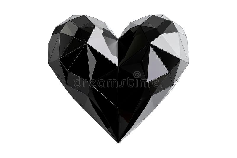 Geometric Black Heart with Gold Accents, Angular Patterns and Smooth ...