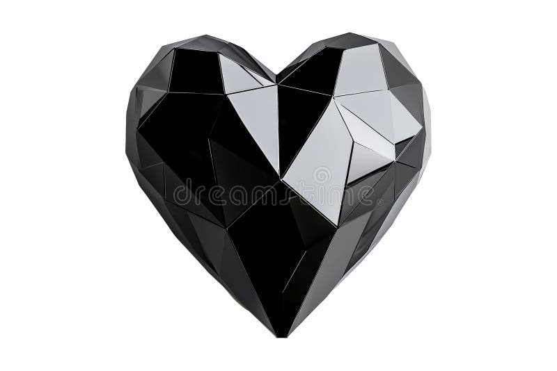 Geometric Black Heart with Gold Accents, Angular Patterns and Smooth ...
