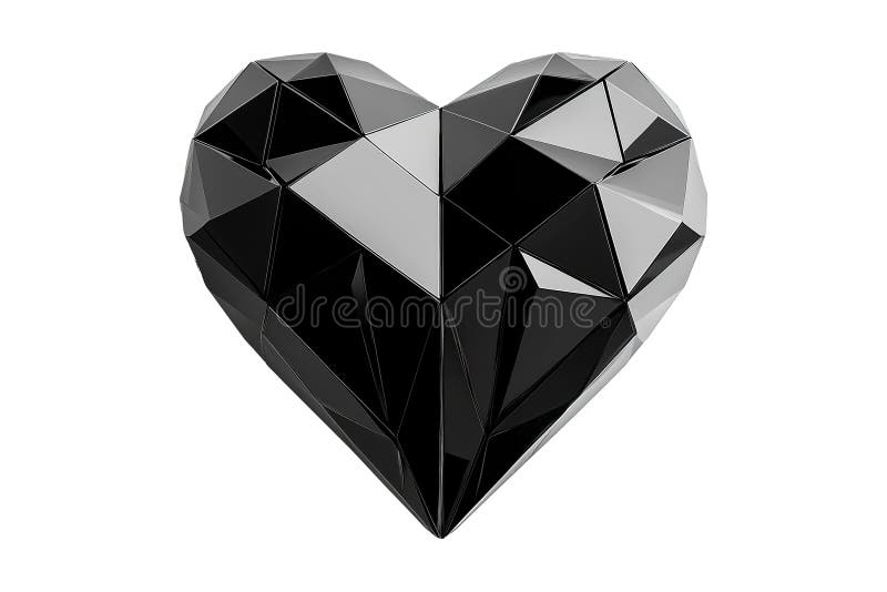 Geometric Black Heart with Gold Accents, Angular Patterns and Smooth ...