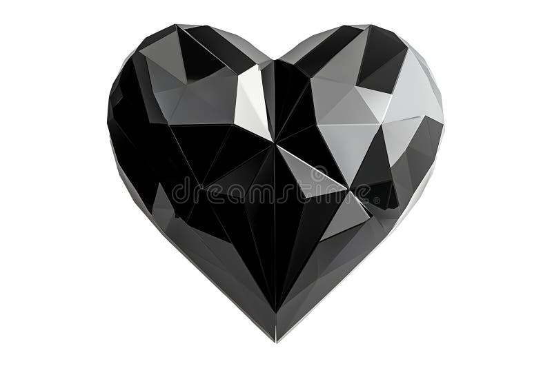 Geometric Black Heart with Gold Accents, Angular Patterns and Smooth ...