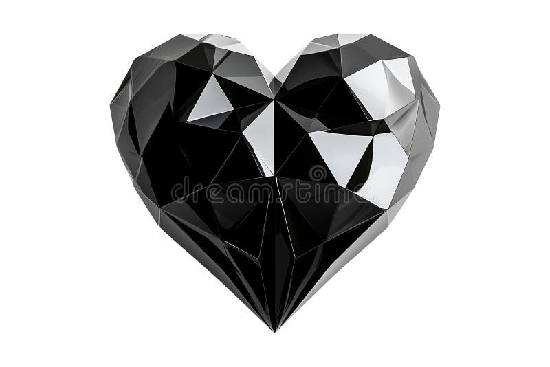 Geometric Black Heart with Gold Accents, Angular Patterns and Smooth ...