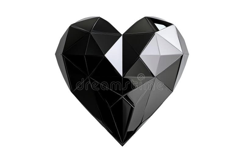 Geometric Black Heart with Gold Accents, Angular Patterns and Smooth ...