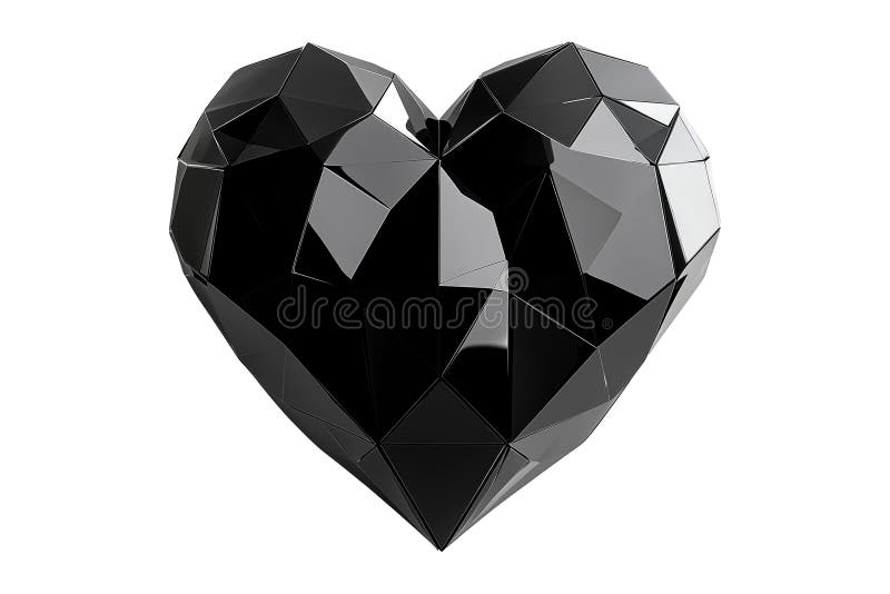 Geometric Black Heart with Gold Accents, Angular Patterns and Smooth ...
