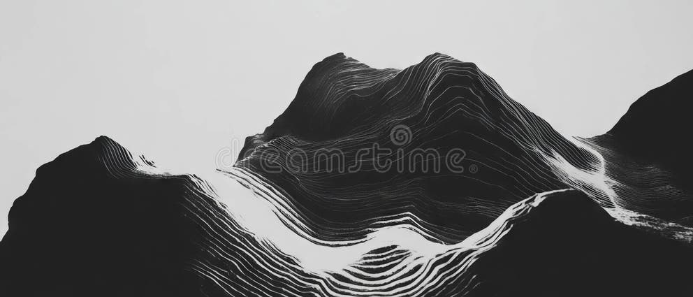 Geometric Black Ink Patterns Create Sharp Contrasts Against a White ...