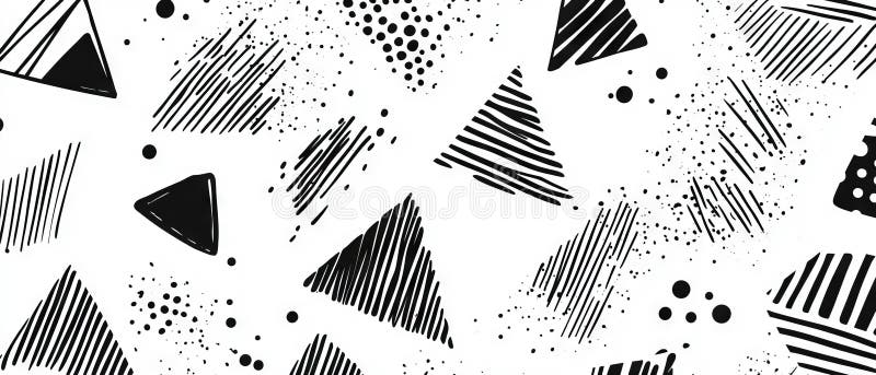 Geometric Black Ink Patterns Creating Seamless Contrast White ...