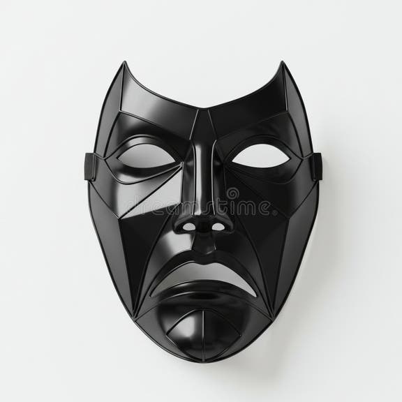 Geometric Black Mask with Angular Features and a Glossy Finish. it Has ...