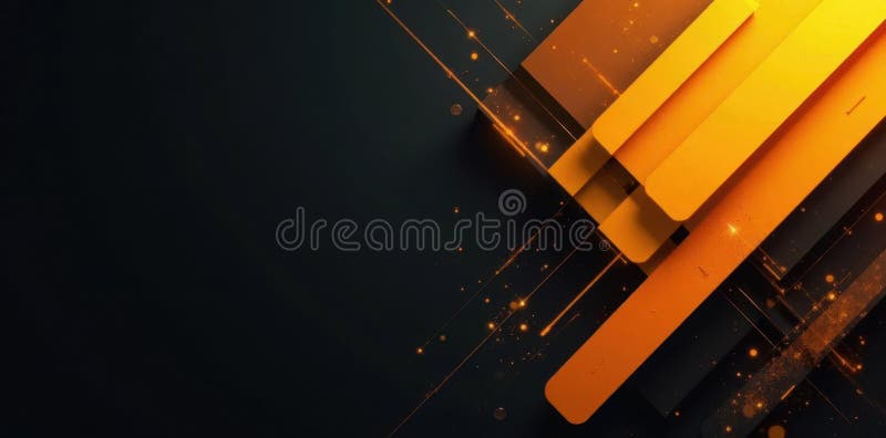 Geometric Black, Orange Yellow Shapes, Sharp Lines, Illustration ...