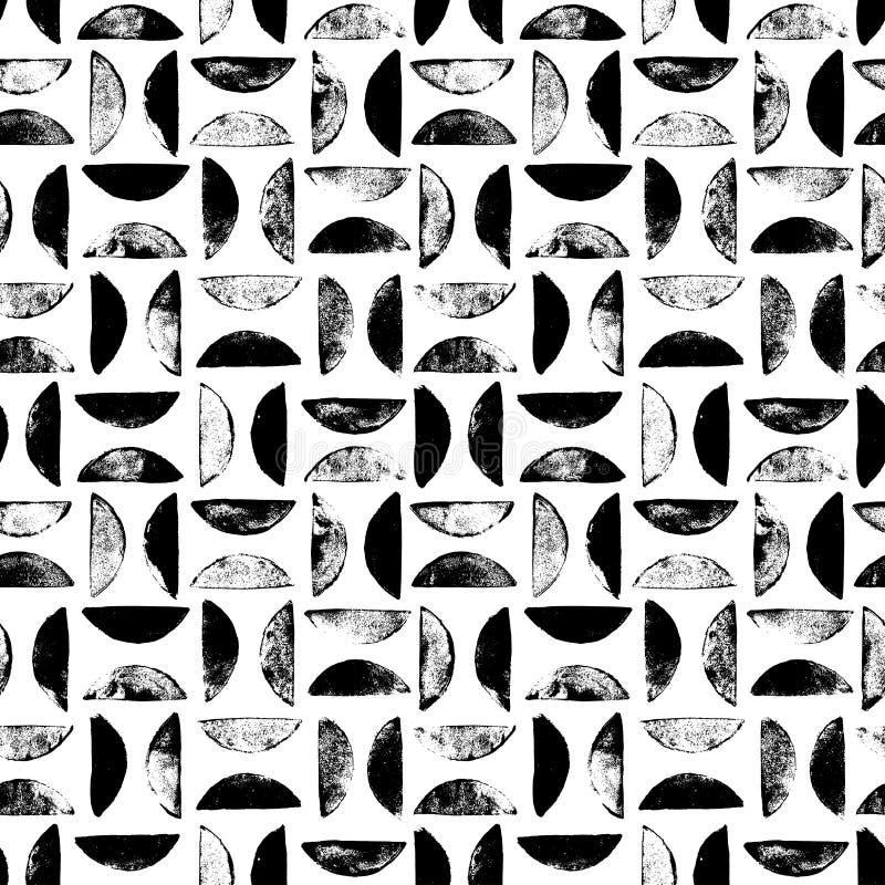 Geometric Black Seamless Pattern with Semi Circles Stock Vector ...