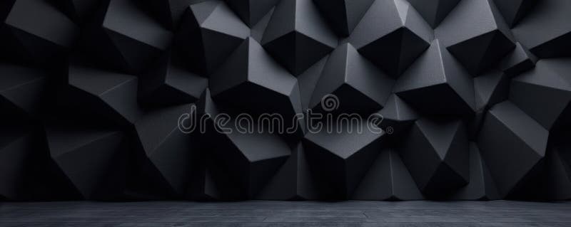 Geometric Black Sound Absorption Panels, Textured Backdrop, Angles ...