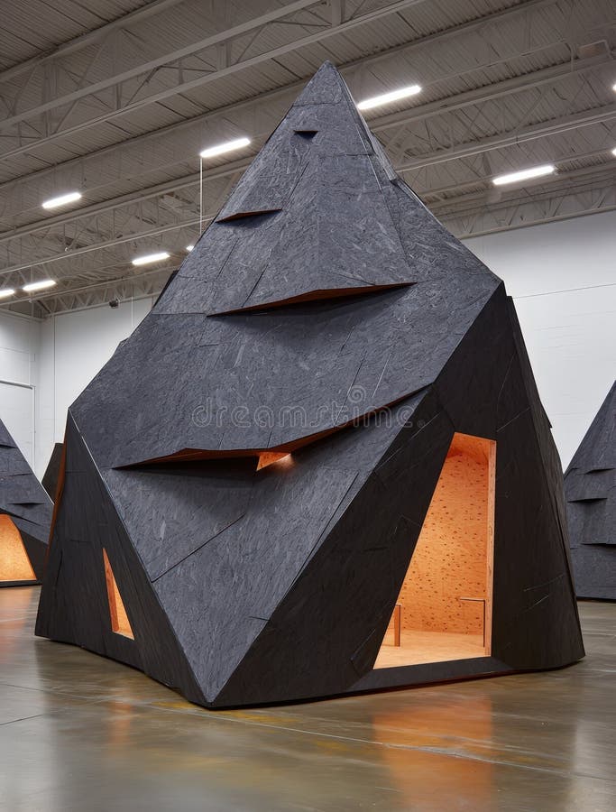 Geometric Black Stone Mountain Structures Stock Illustration ...