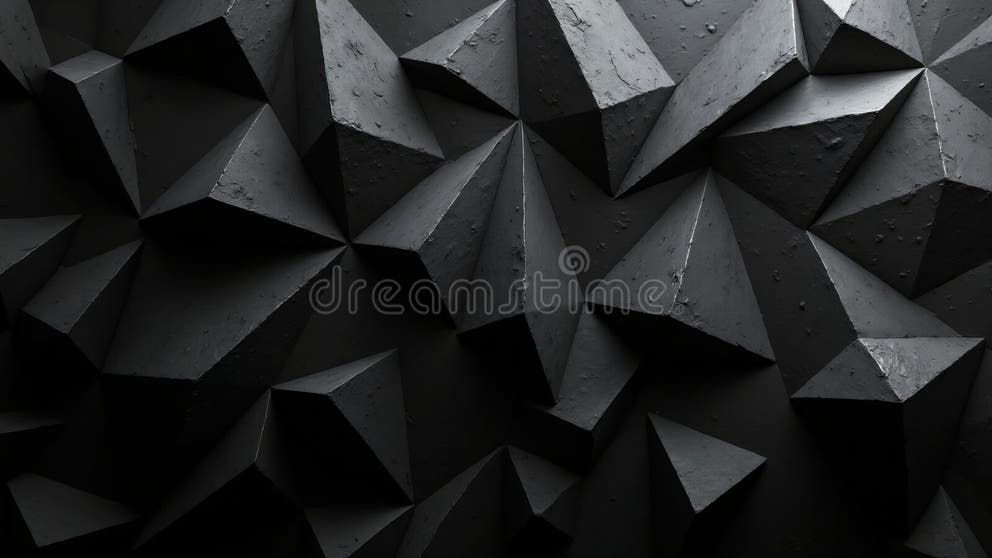 Geometric Black Texture with 3D Pyramids and Angular Shapes Stock ...