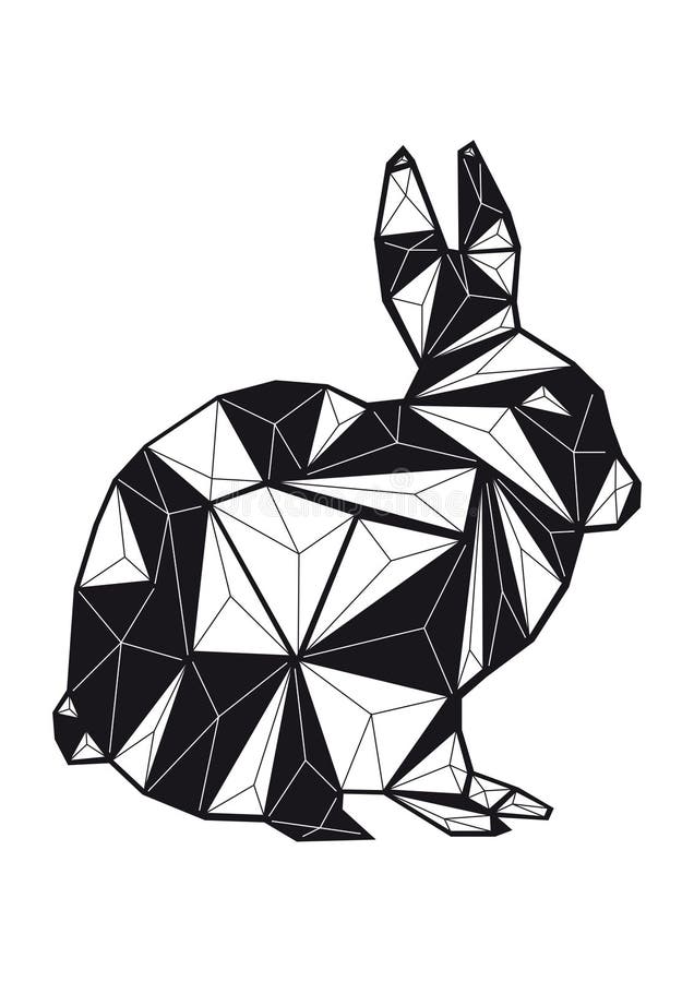 Geometric Black and White Bunny Stock Illustration - Illustration of ...