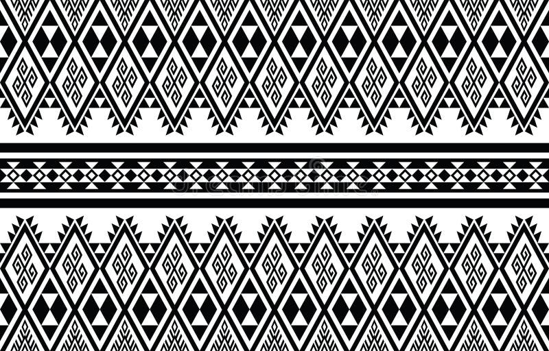 Geometric Black and White Ethnic Tribal Pattern Design Seamless Textile ...