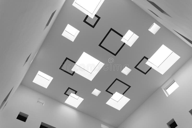 Geometric Black and White Skylight Pattern in a Ceiling Stock Image ...
