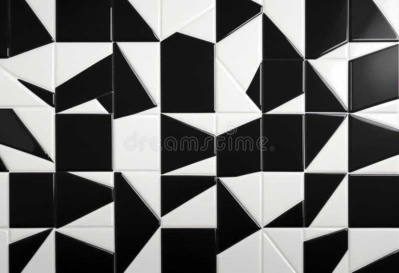 A Geometric Black and White Tile Pattern Featuring Abstract, Irregular ...