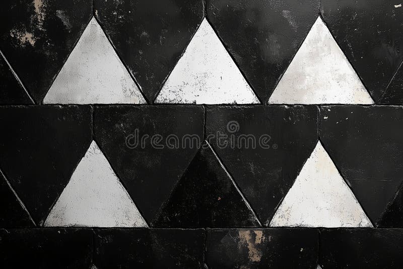 Geometric Black and White Triangular Tile Pattern on a Textured Surface ...