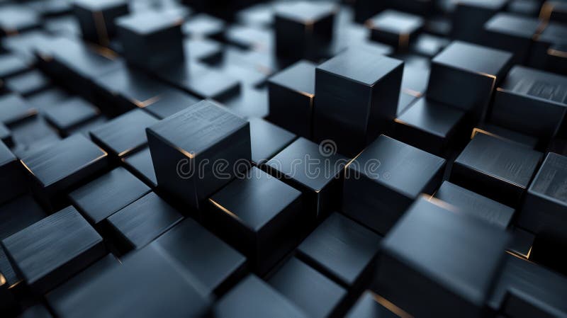 Geometric Blocks on Dark Background - 3D Render Abstract Design Stock ...