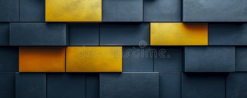 Geometric Abstract Design with Yellow and Gray 3d Blocks for Modern ...