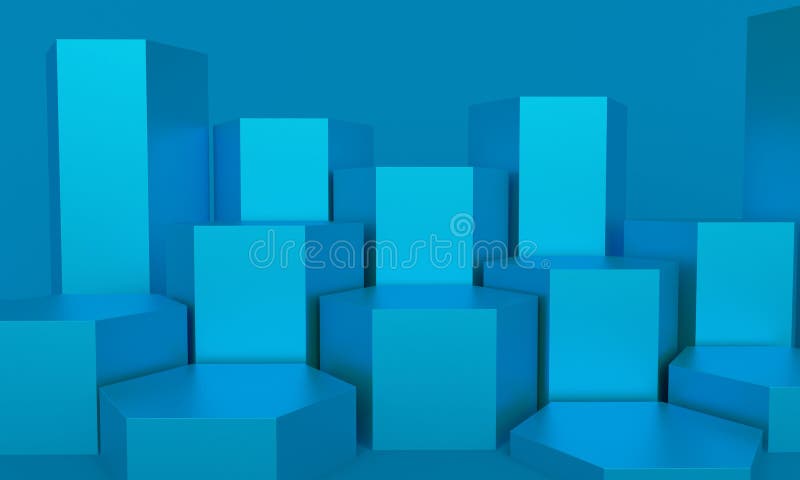 Geometric Blue Abstract Background with Polygonal Platform. 3d ...