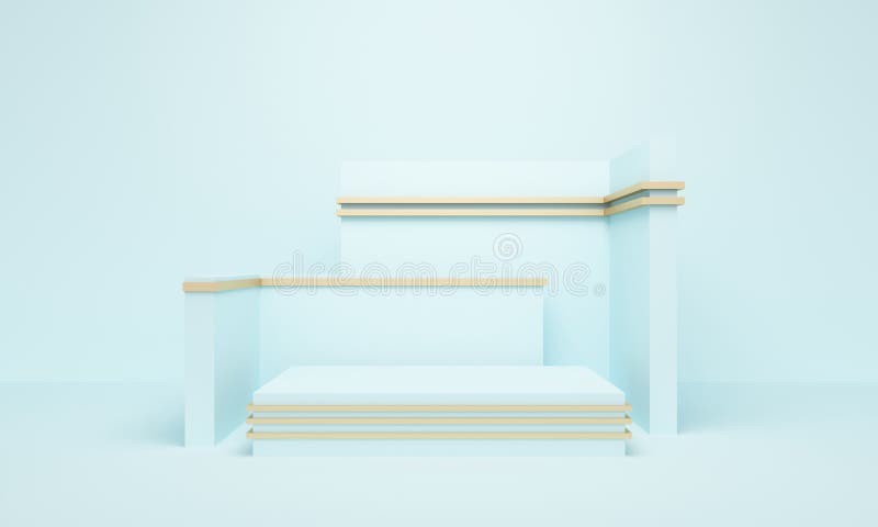 Geometric Blue Abstract Background with Square Platform. 3d Rendering ...