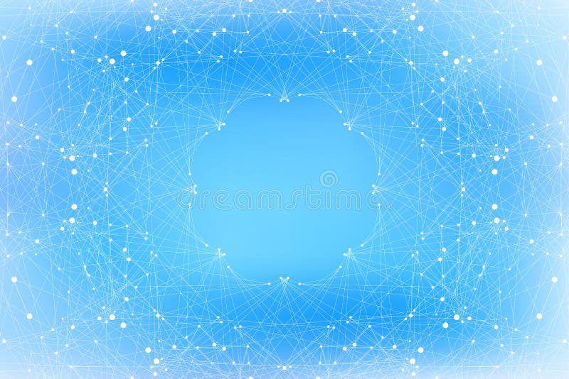 Geometric Blue Background Molecule and Communication . Connected Lines ...